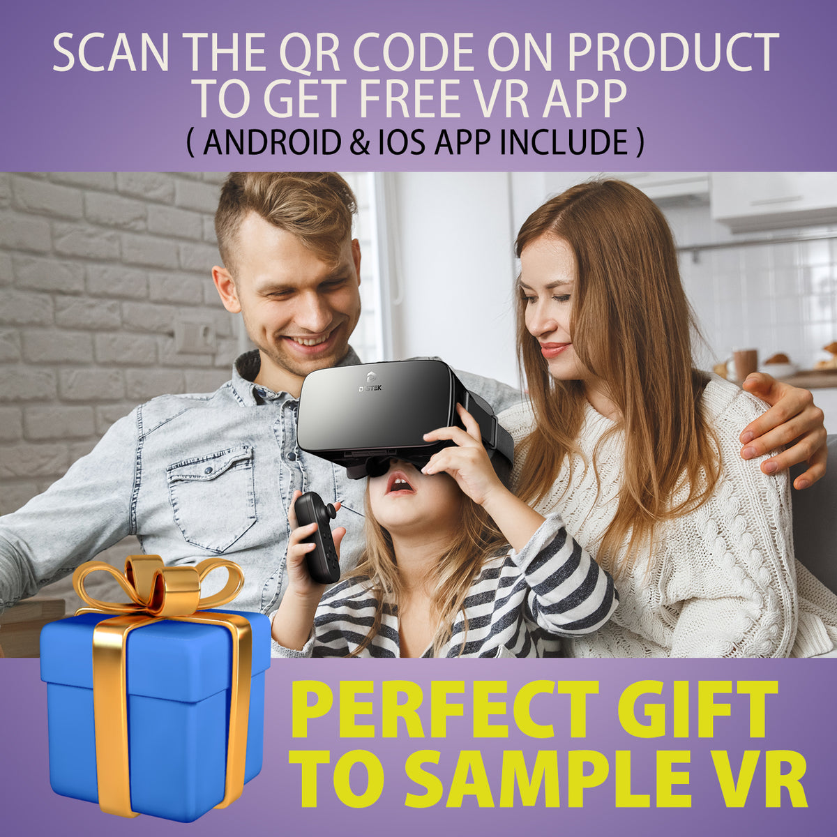 DESTEK V5 VR Headset with Bluetooth Controller Gift for Kids&Adults