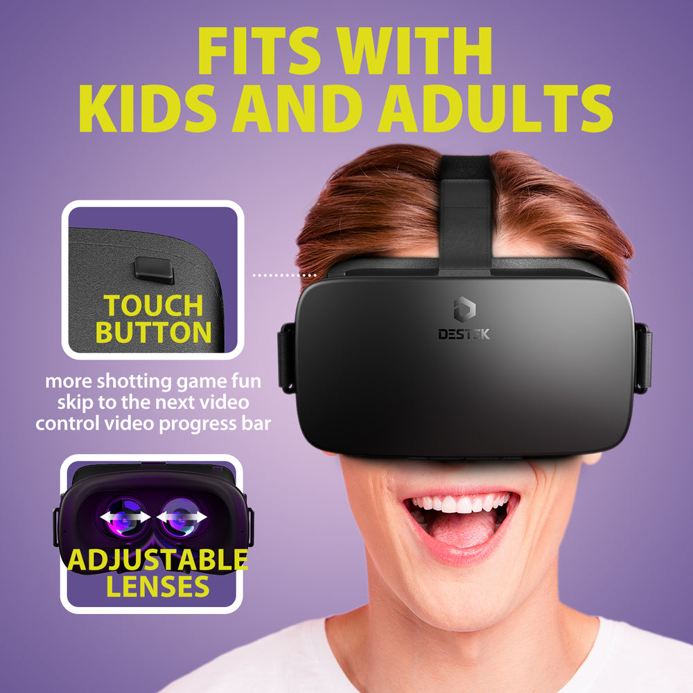 DESTEK V5 VR Headset with Bluetooth Controller Gift for Kids&Adults